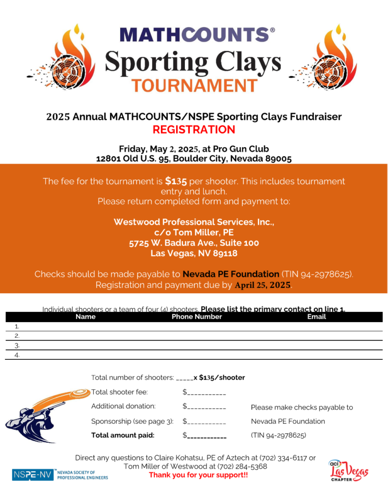 2025 MATHCOUNTS Sporting Clays Tournament – APWA Nevada Chapter