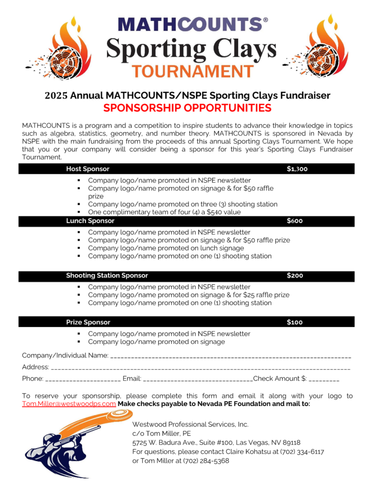 2025 MATHCOUNTS Sporting Clays Tournament – APWA Nevada Chapter